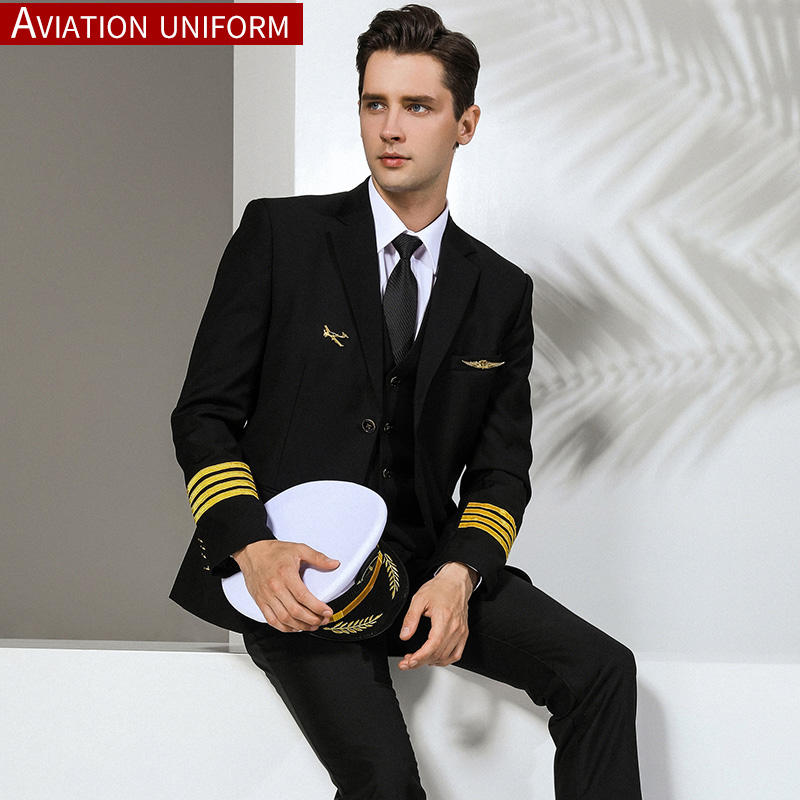 AI-MICH Airline Pilot's Uniform Suit Captain Less Empty Coat Man Annual ...